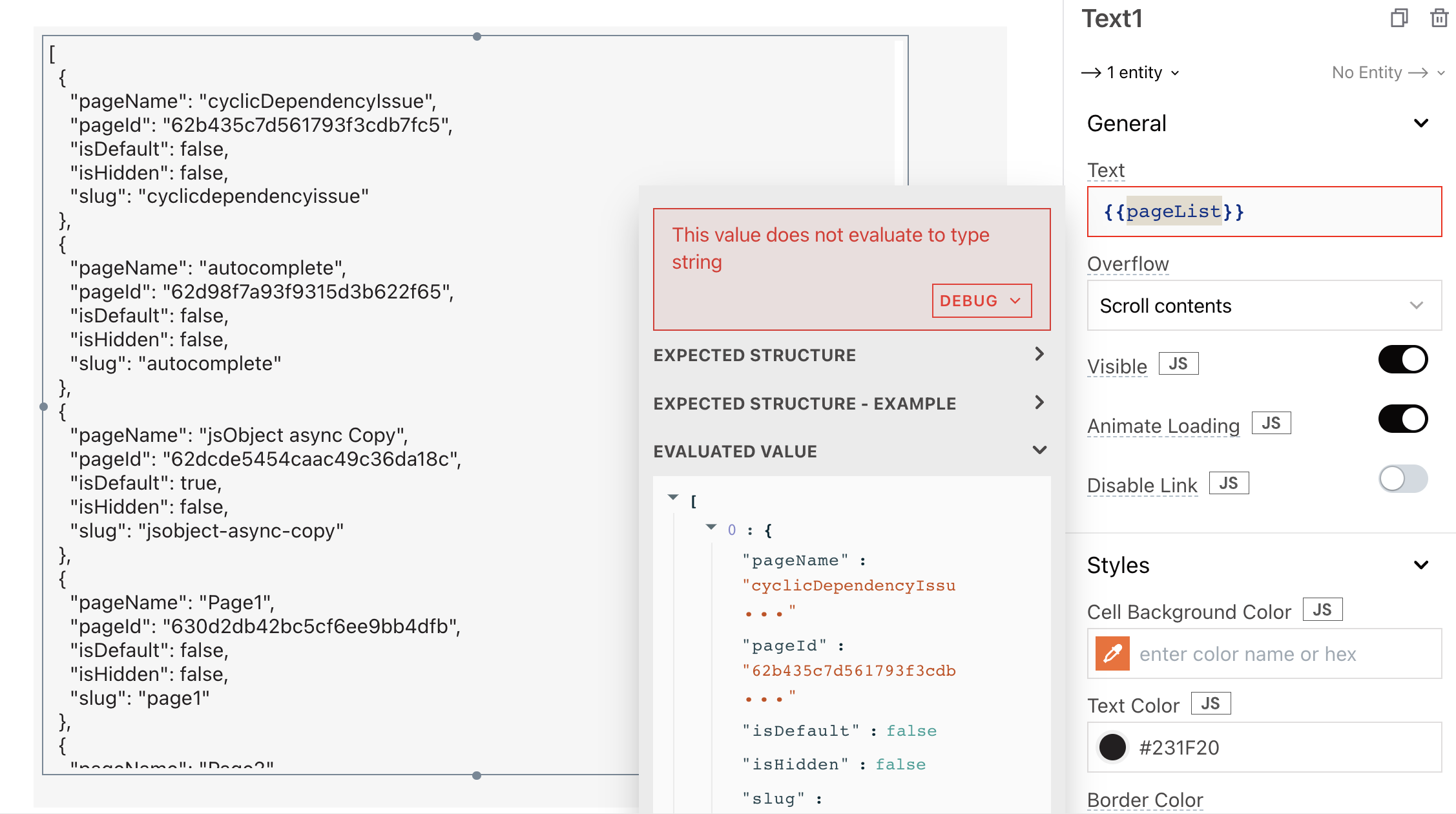 [bug] Unexpected `pagelist` Variable Value `{{pagelist}}` · Issue 16532 · Appsmithorg Appsmith
