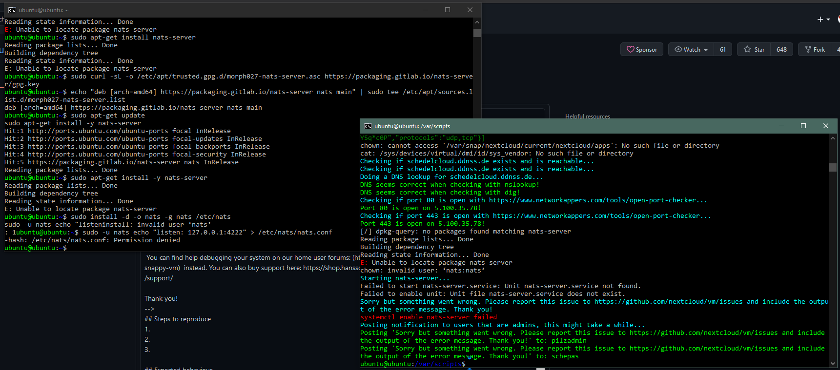 Unable to locate package nats-server · Issue #1728 · nextcloud/vm · GitHub