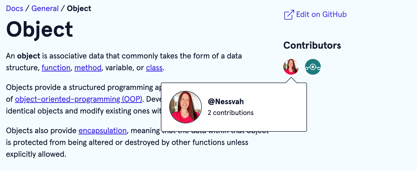 General object by Nessvah · Pull Request #1160 · Codecademy/docs · GitHub