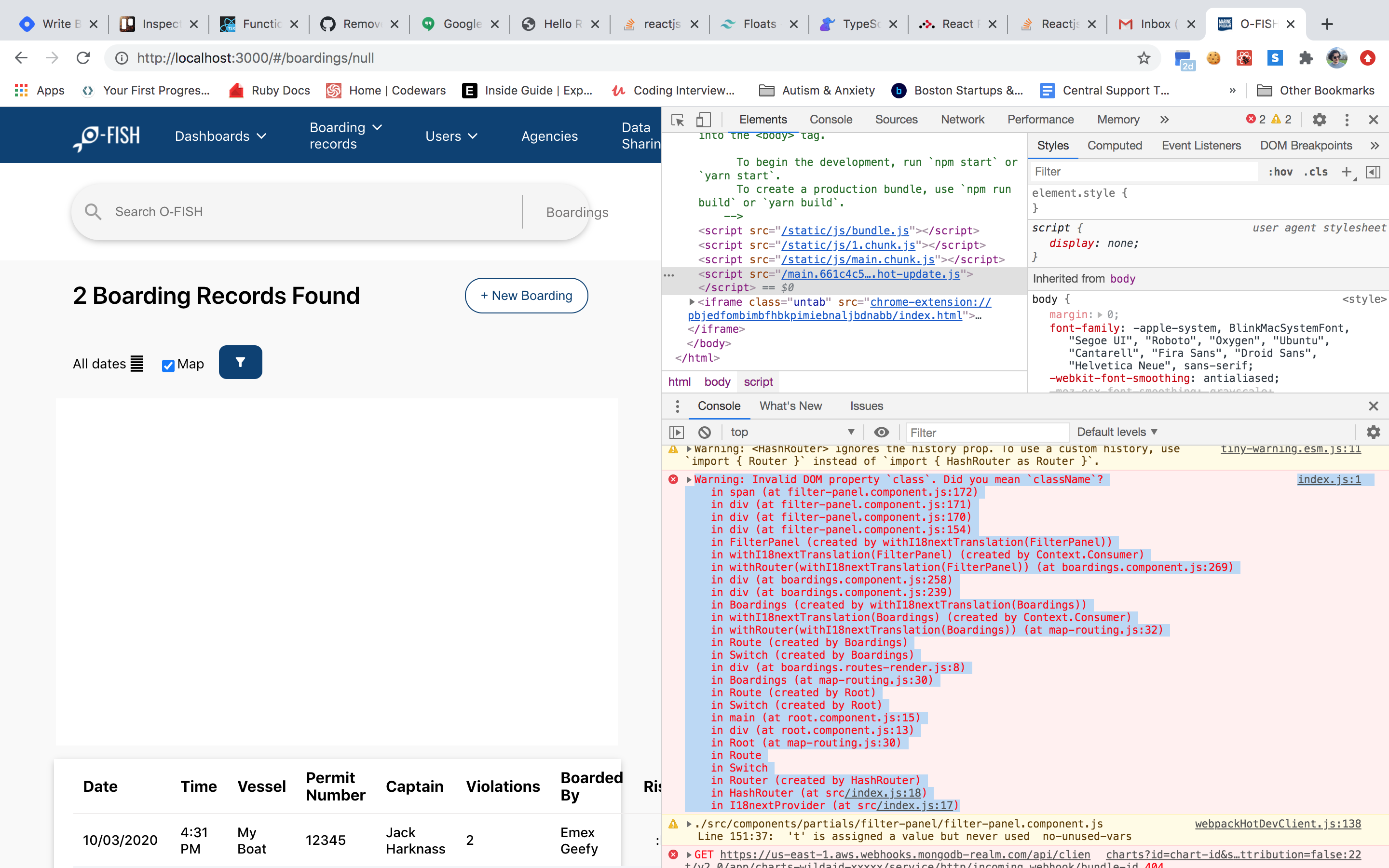 Remove Invalid DOM property "class" warning in FilterPanel component ...