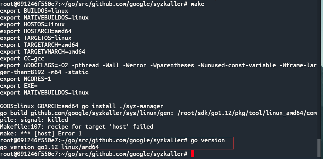 Makefile:107: recipe for target 'host' failed · Issue #1429 · google/syzkaller · GitHub