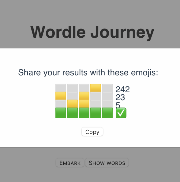 GitHub - eliotl/wordle-journey: Single page app to show how many words ...