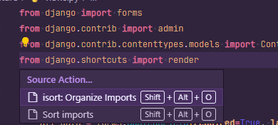 When I execute a shortcut command, two sortimports appear. How to set them to the default one ...