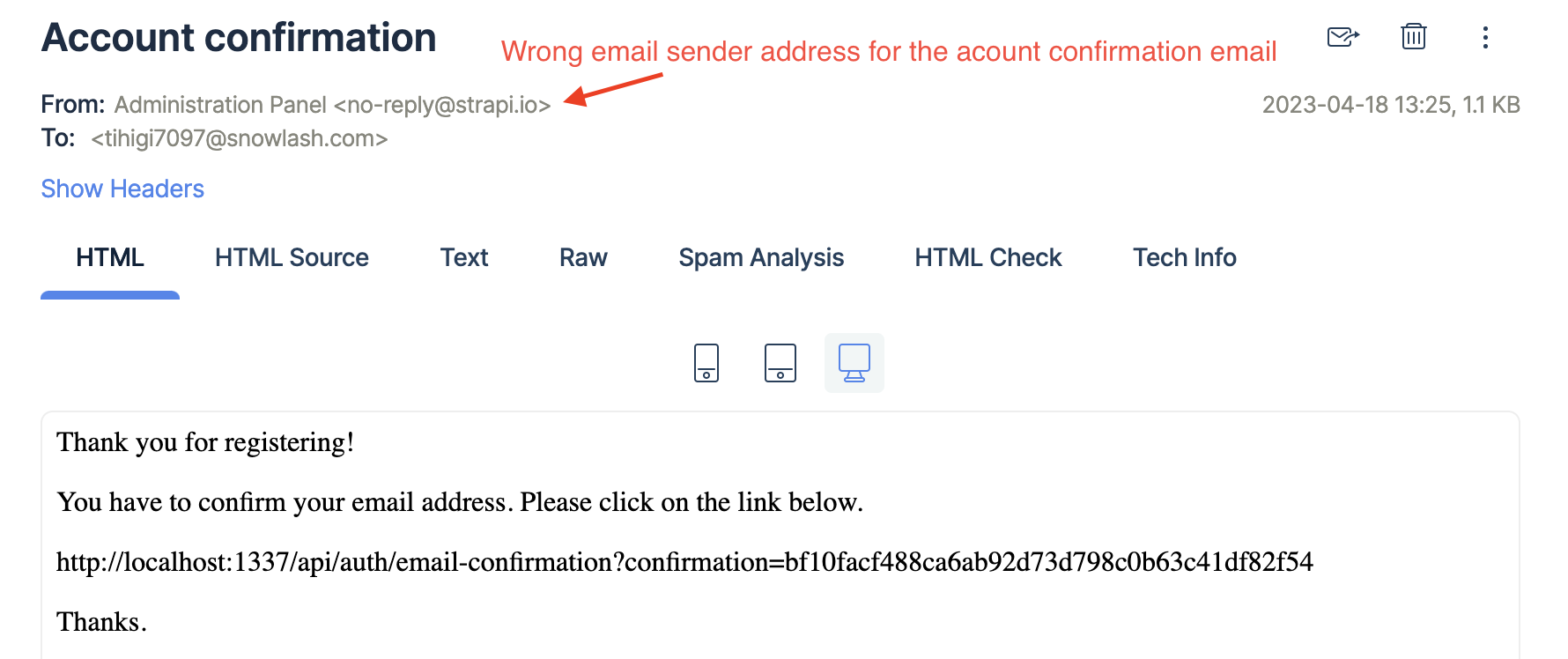 Incorrect sender email address for account confirmation email with @strapi/provider-email ...