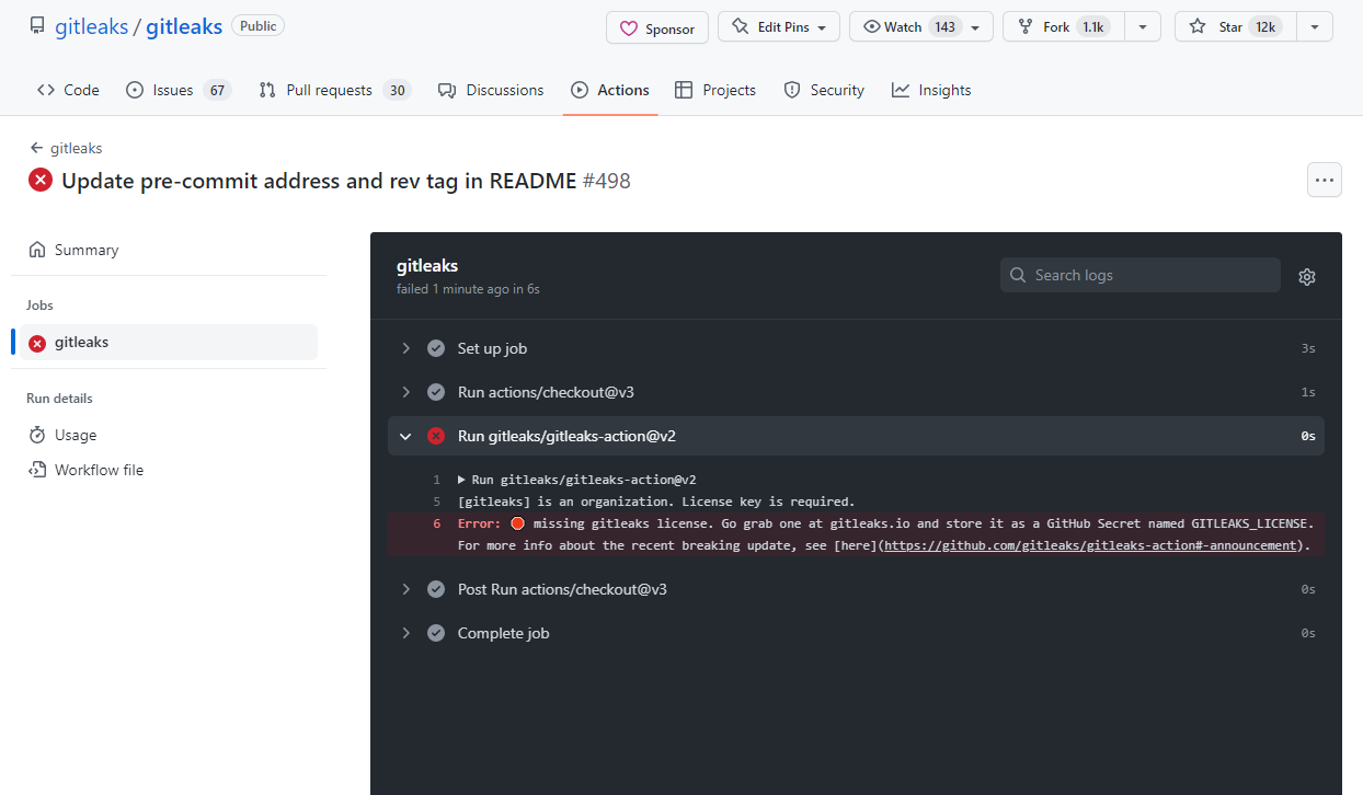 Update pre-commit address and rev tag in README by sadikkuzu · Pull Request #1125 · gitleaks ...