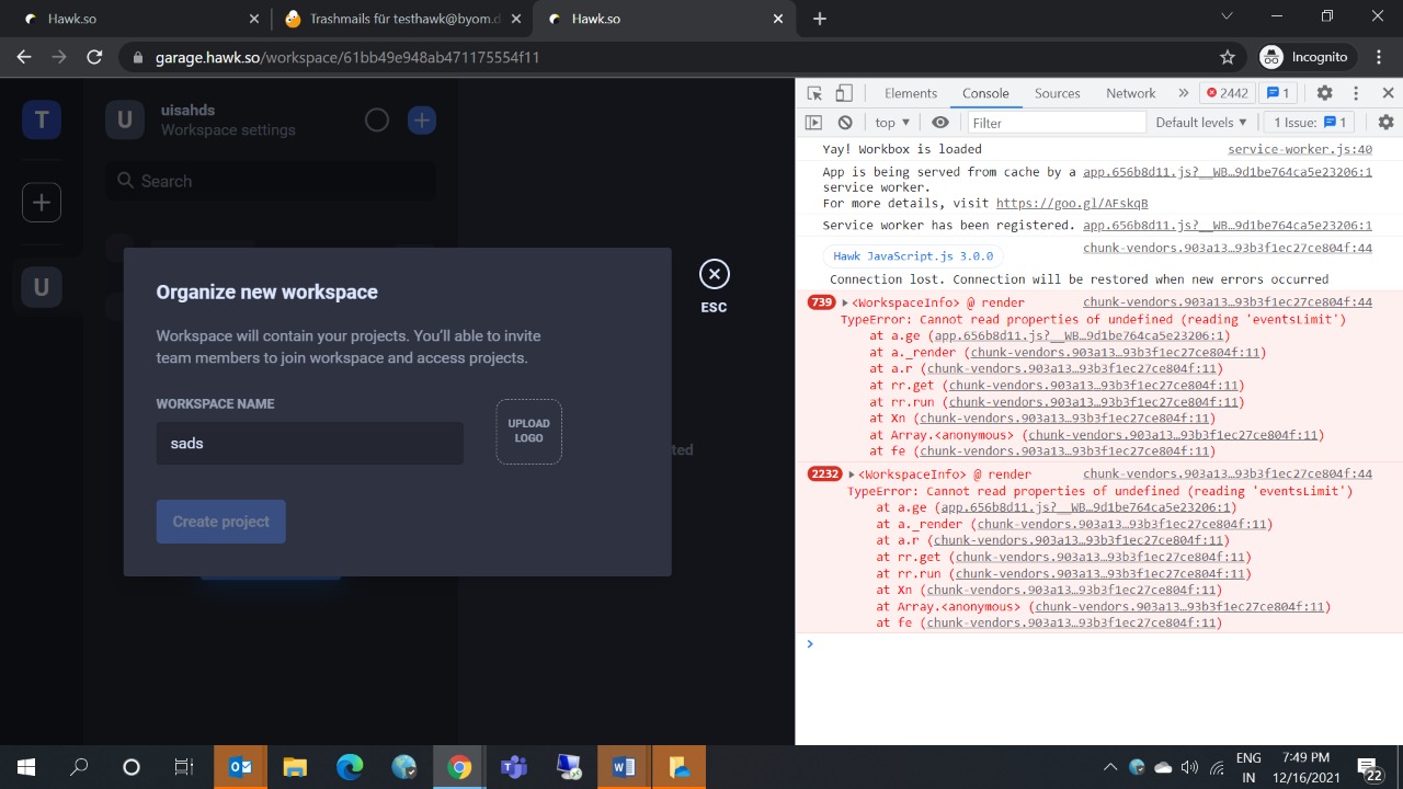 Troubles with plan while creating a new workspace · Issue #545 · codex-team/hawk.garage · GitHub