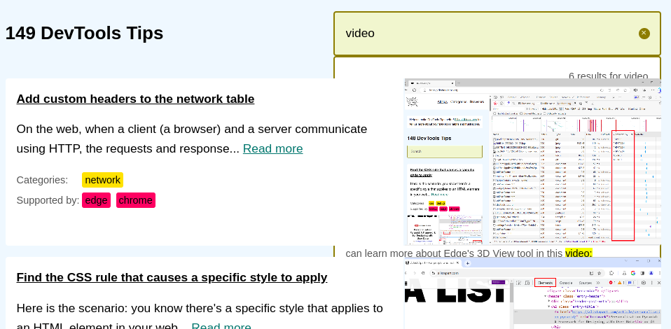 Search results are hidden below article contents · Issue #83 · captainbrosset/devtools-tips · GitHub