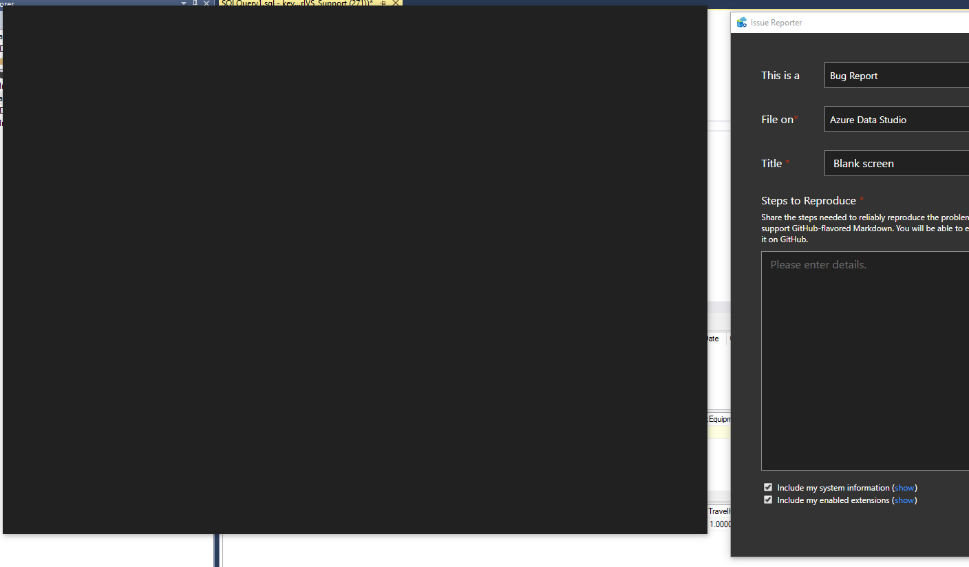 Blank Screen Again · Issue #8810 · microsoft/azuredatastudio · GitHub