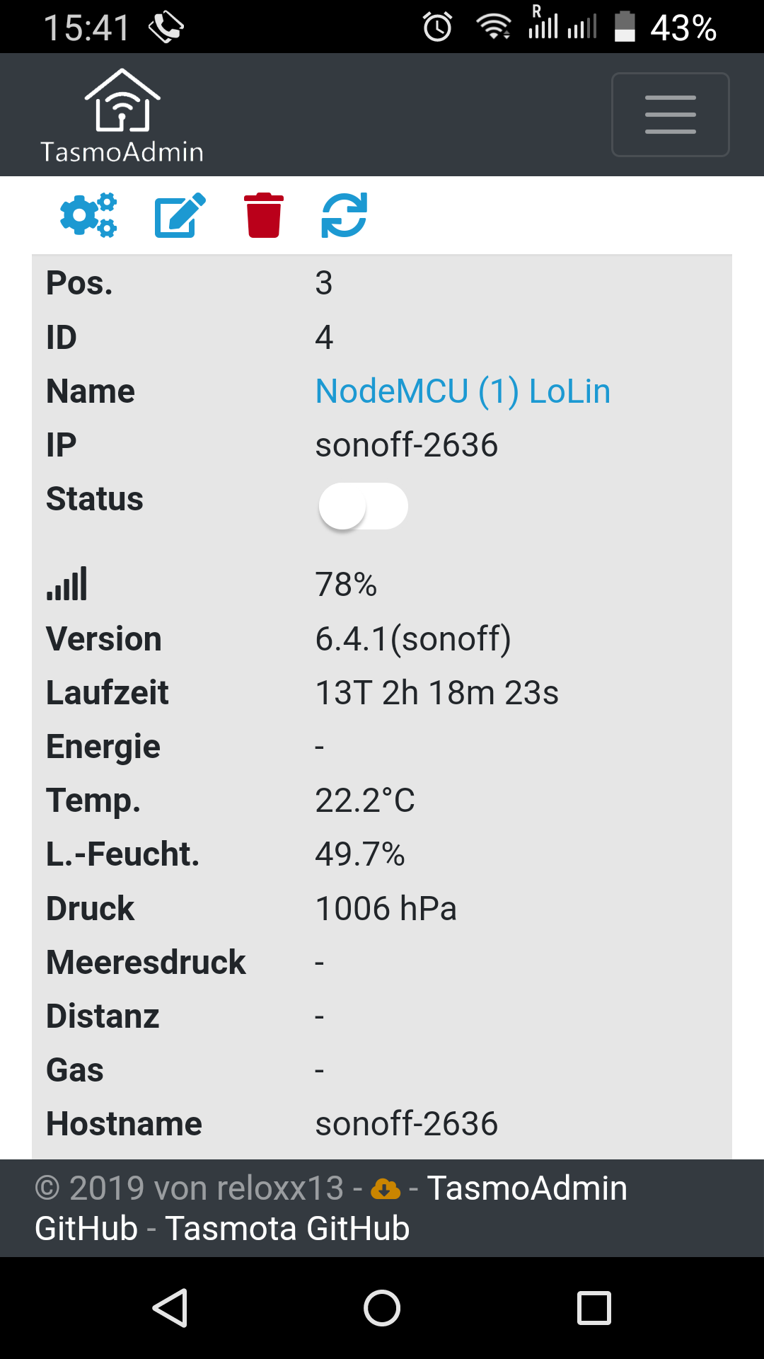 Sealevel Pressure not displayed with mobile version · Issue #283 · TasmoAdmin/TasmoAdmin · GitHub