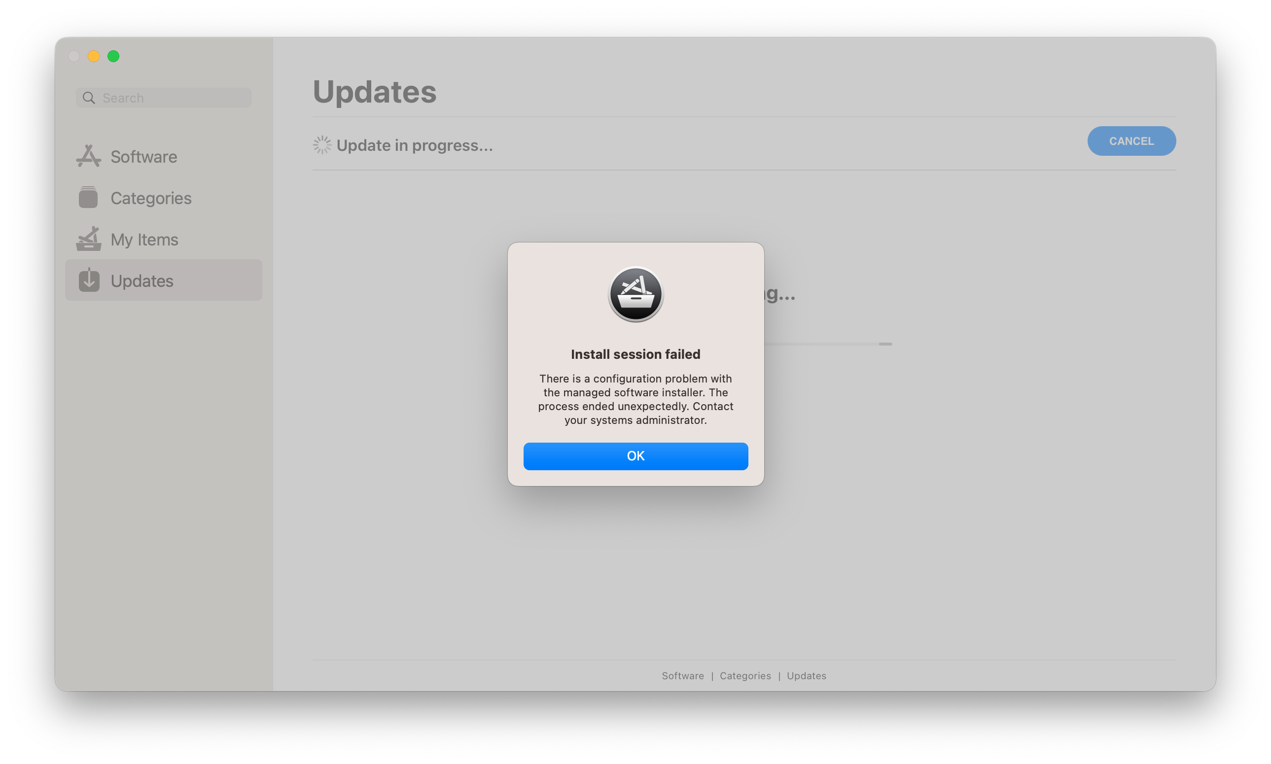 Issue updating software from Managed Software Centre App · Issue #1147 · munki/munki · GitHub