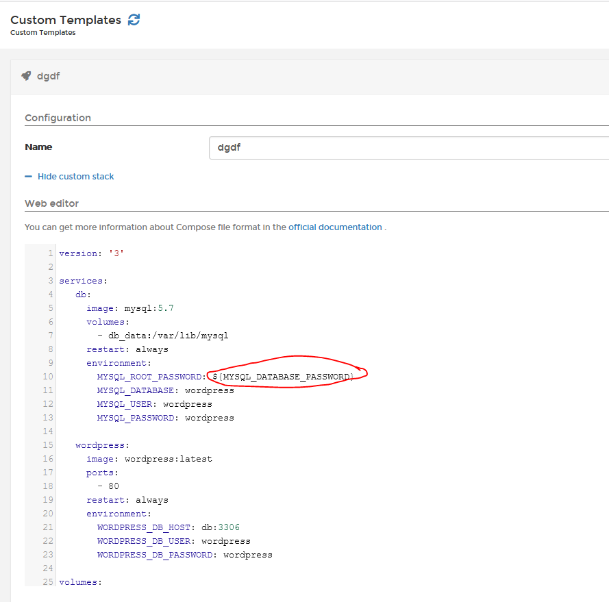 Ability to define mandatory variables use inside a stack deployment when you create a custom ...