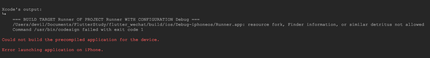 Project cannot run.error is resource fork, Finder information, or similar detritus not allowed ...