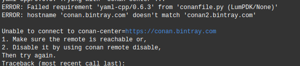 [maintenance] ERROR: Exceeded 30 redirects.. [Remote: conan-center ...