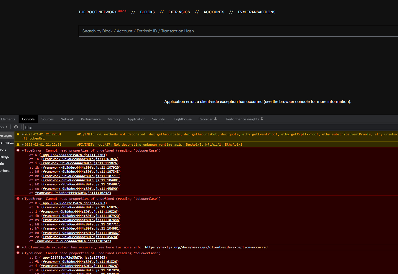 Crash on EVM Transactions page · Issue #69 · futureversecom/trn-block-explorer · GitHub