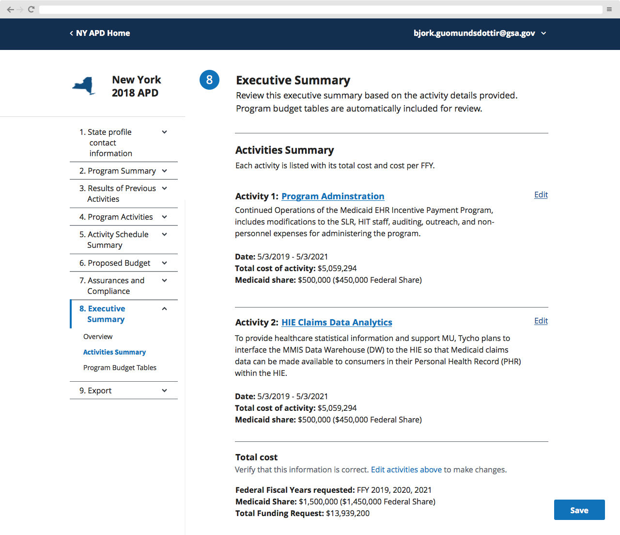 Implement the Executive Summary section · Issue #1491 · Enterprise-CMCS/eAPD · GitHub