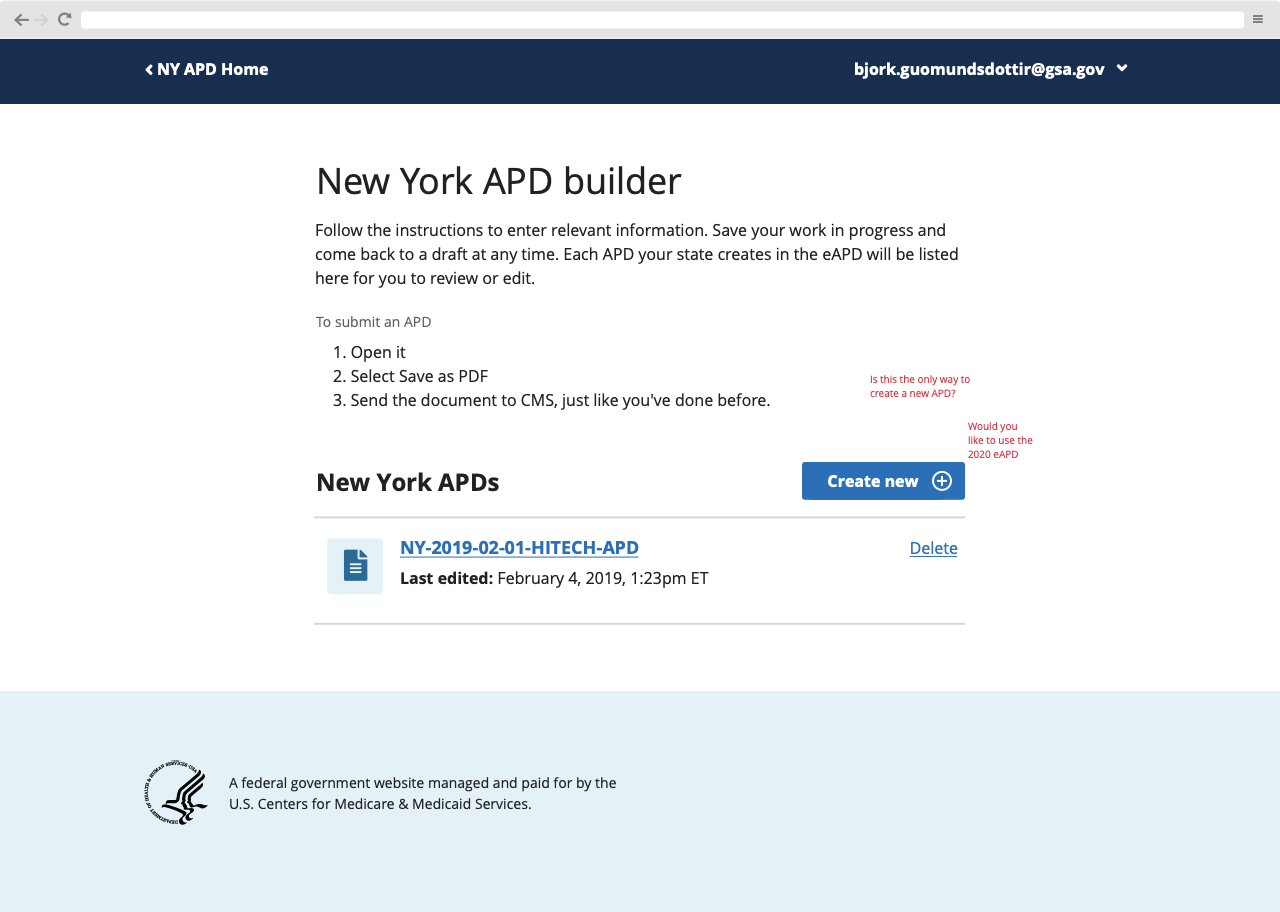 User journey or task flow of the update experience · Issue #1692 · Enterprise-CMCS/eAPD · GitHub