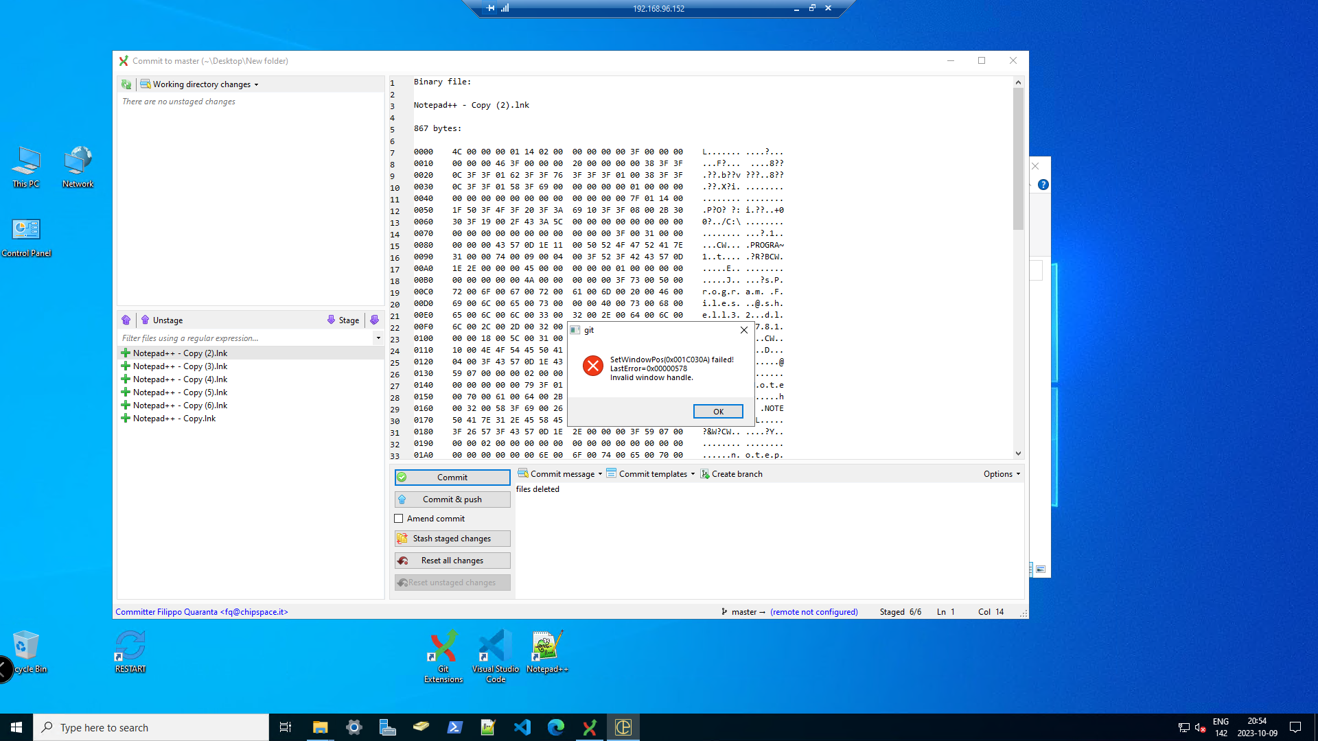 SetWindowsPos 0x001C030A invalid handler error after GitExt Commit command · Issue #11257 ...