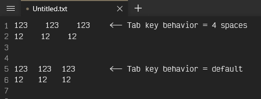 [Bug] Tab key behavior = 2,4,8 should insert variable number of spaces · Issue #769 · 0x7c13 ...