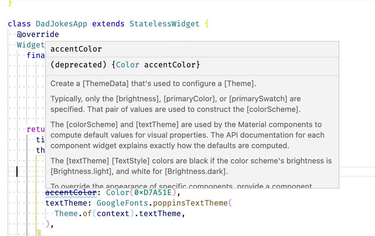 AccentColor deprecation needs link to migration guide · Issue #84748 · flutter/flutter · GitHub