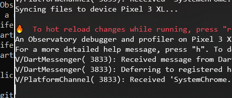 Hot reload message formatted badly on Windows · Issue #34937 · flutter/flutter · GitHub