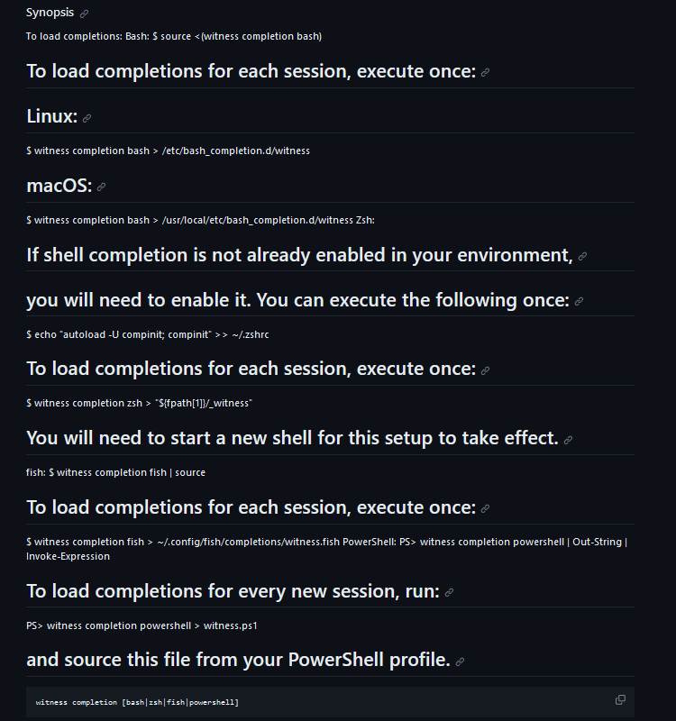 Fix /docs/witness_completion.md formatting · Issue #291 · in-toto/witness · GitHub