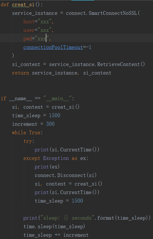 The session is not authenticated after sleeping 30mins · Issue #953 · vmware/pyvmomi · GitHub