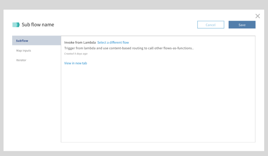 Configure subflow task as per designs · Issue #649 · project-flogo/flogo-web · GitHub