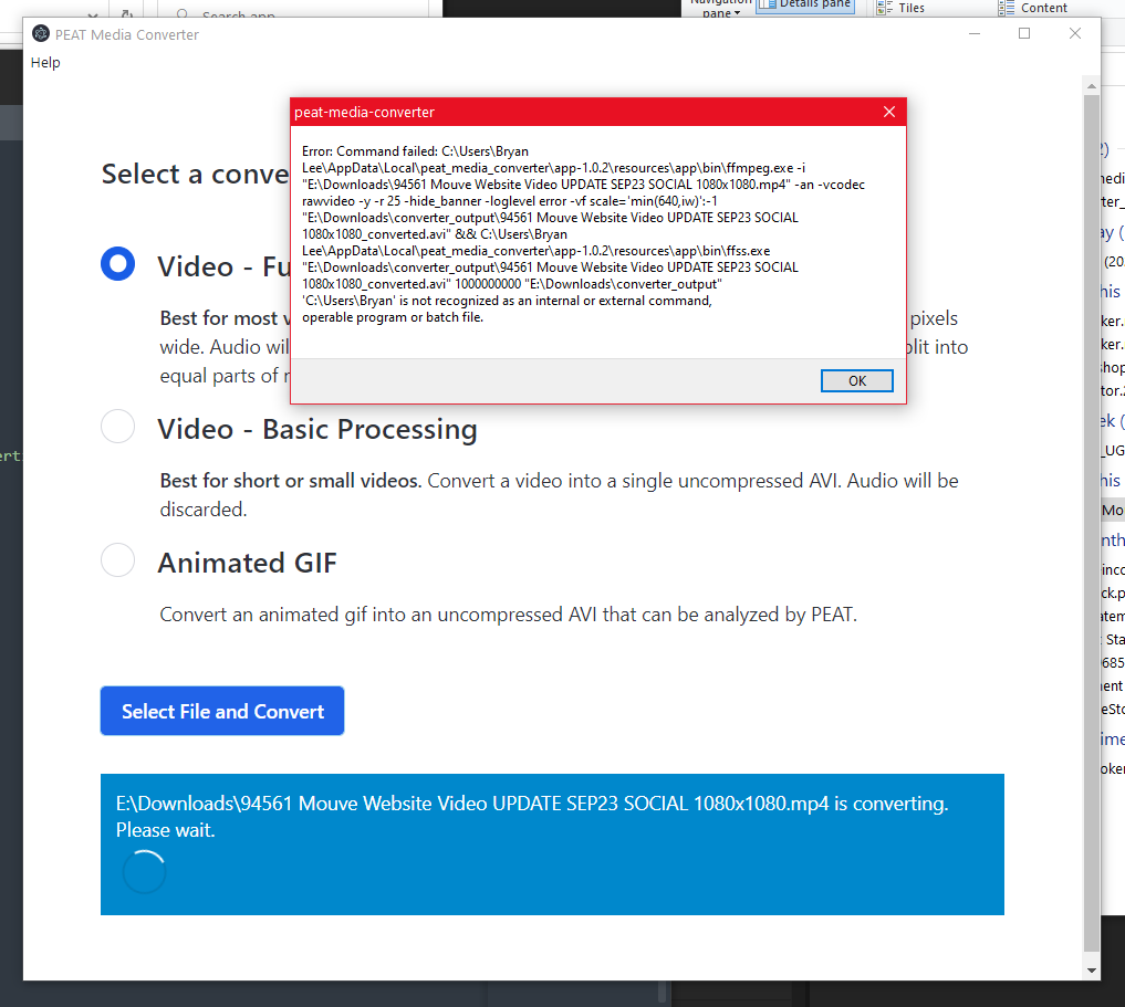 Conversion fails if there is a space in the file path of the program · Issue #5 · dylanhthomas ...