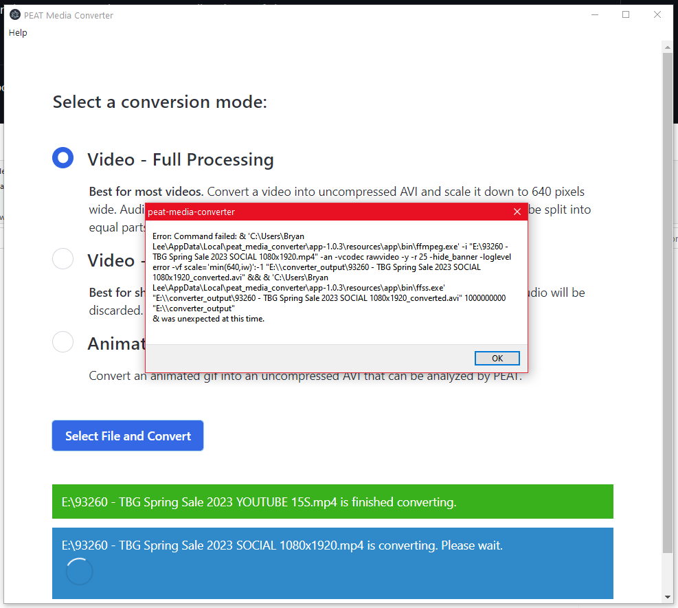 Conversion fails if there is a space in the file path of the program · Issue #5 · dylanhthomas ...