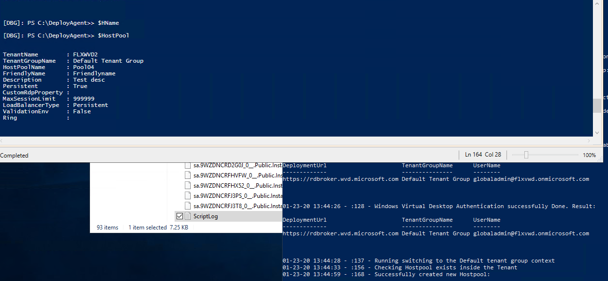 Script-FirstRdshServer.ps1 - Hostpool name is not present in ScriptLog ...