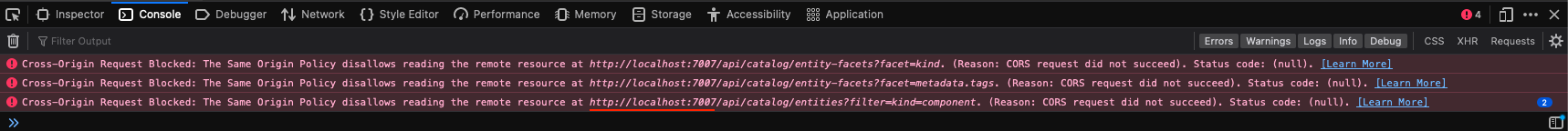 CORS errors when using ingress - Failed to load entity kinds · Issue #53 · backstage/charts · GitHub