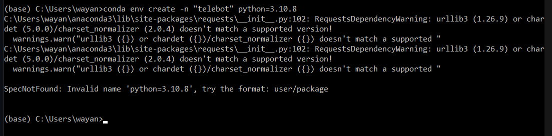 Tidak Bisa Buat Environment Baru Dengan Python Version 3108