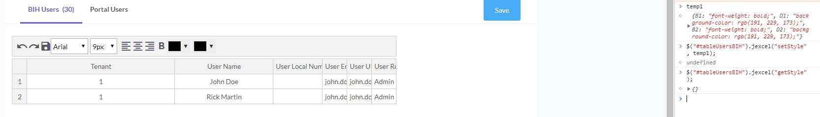 Applying table Styles · Issue #309 · jspreadsheet/ce · GitHub
