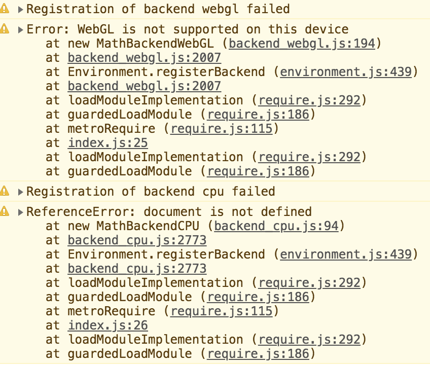 No Backend Found In Registry In React Native · Issue 1346 · Tensorflowtfjs · Github 