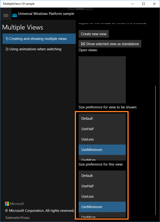 MultipleViews: Size preference has no effect · Issue #693 · microsoft/Windows-universal-samples ...