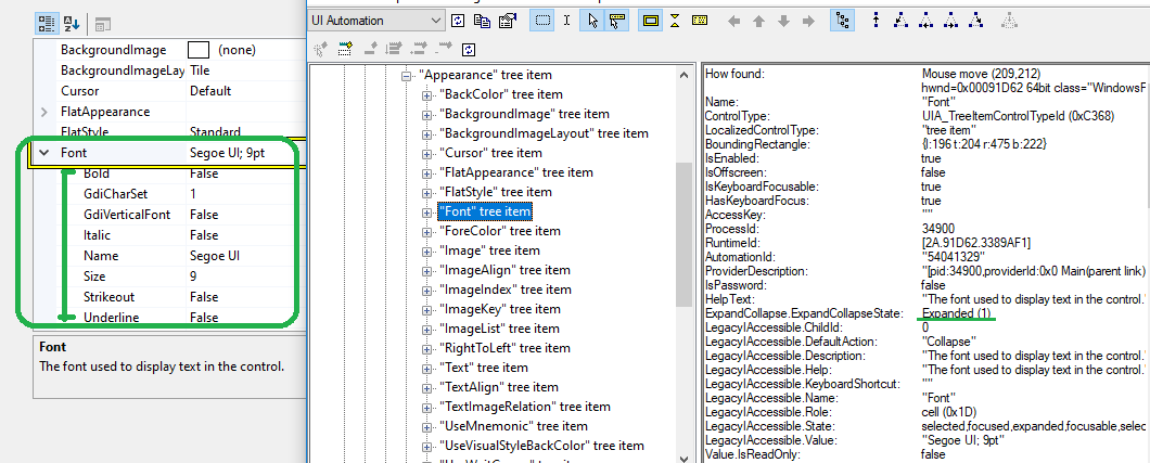 Fixing issue 3099 property descriptor grid entry accessible collapsed ...