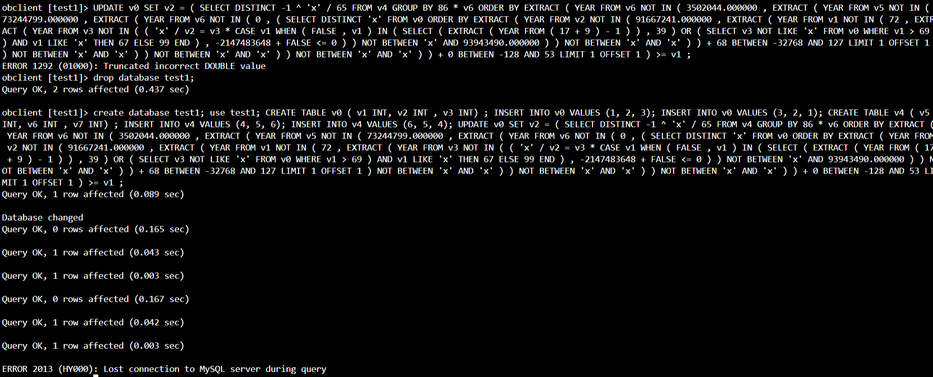 [Bug]: This following SQL query caused observer crash. · Issue #1246 · oceanbase/oceanbase · GitHub