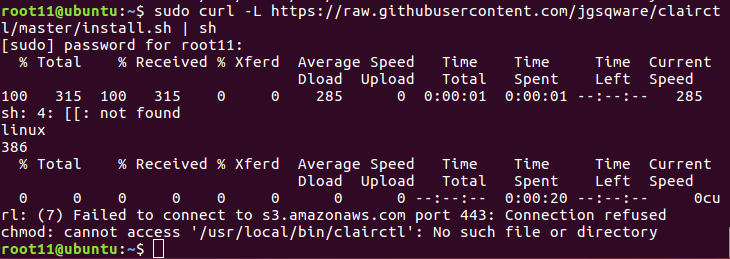 curl -L https://raw.githubusercontent.com/jgsqware/clairctl/master/install.sh | sh FAILED ...