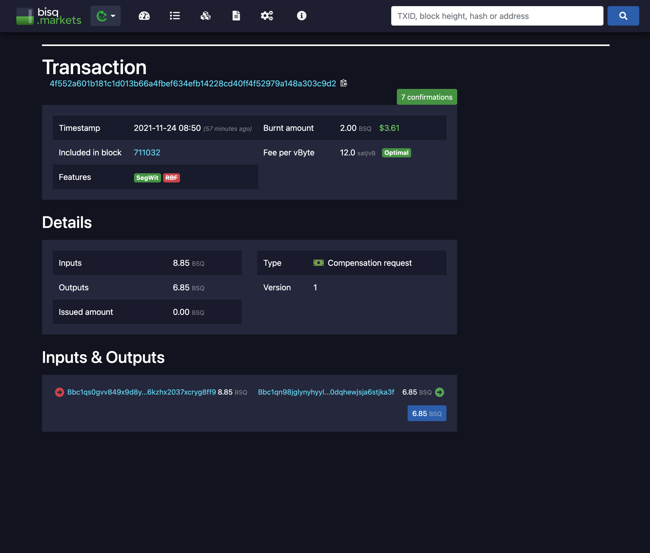 Transaction page on bisq.markets is squished together · Issue #953 · mempool/mempool · GitHub
