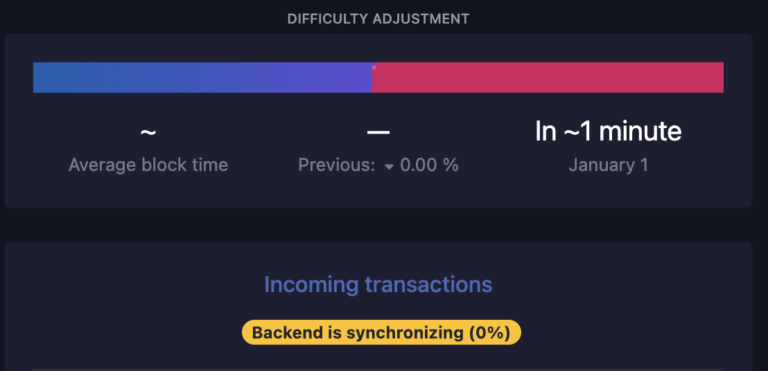 difficulty adjustment widget shows random values while syncing · Issue #3414 · mempool/mempool ...
