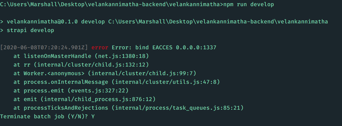 Strapi develop keeps failing · Issue #6579 · strapi/strapi · GitHub