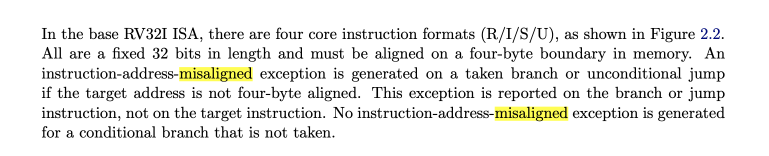 Instruction misaligned exception should raise on branch, not fetch · Issue #216 · black-parrot ...