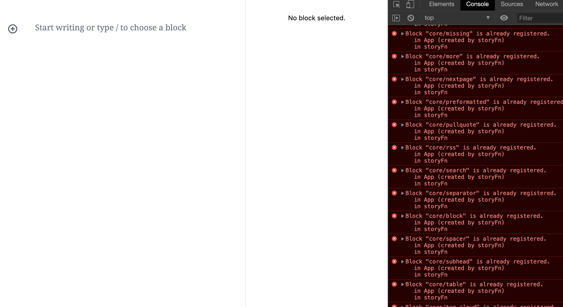 Playground Breaking Due To Core Blocks Re Registering · Issue 18512 · Wordpressgutenberg · Github