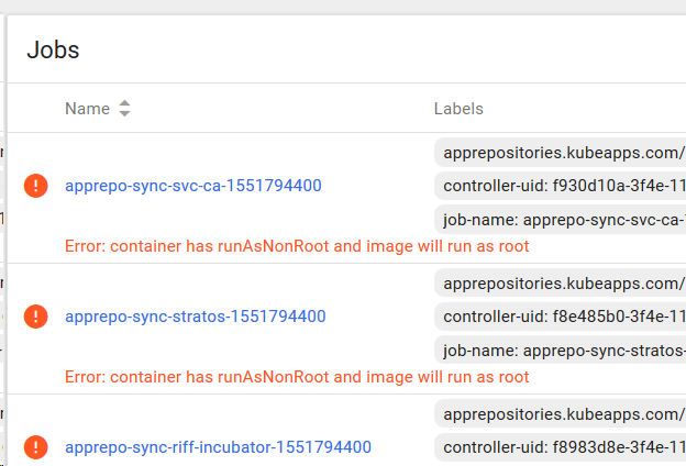 security context didn't works with jobs · Issue #872 · vmware-tanzu/kubeapps · GitHub