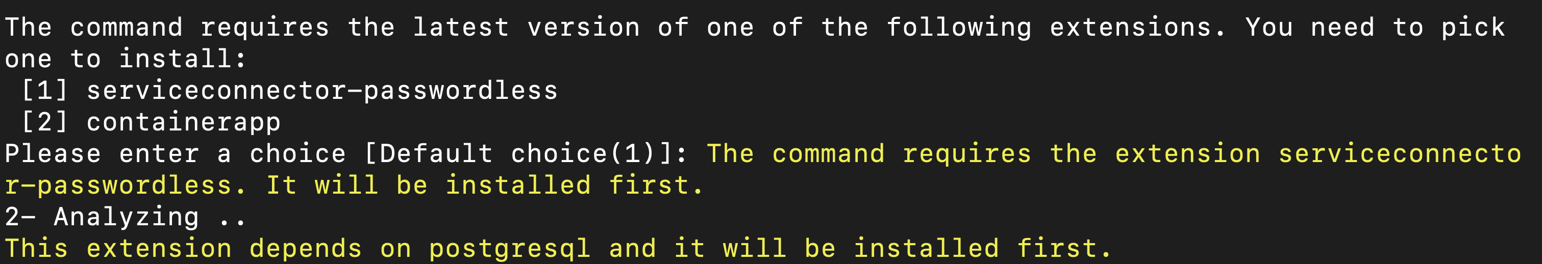 Extension install should not have a default selection prompt · Issue #26251 · Azure/azure-cli ...