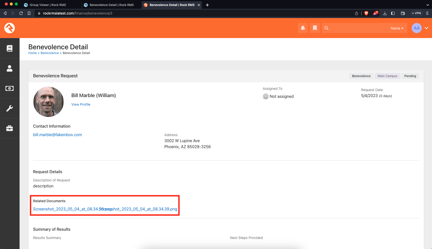 Benevolence Request Detail Block Related Documents Display Issue · Issue 5434 · Sparkdevnetwork