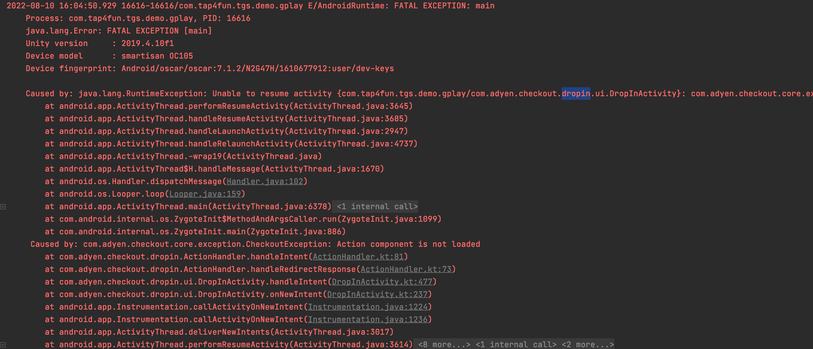 com.adyen.checkout.core.exception.CheckoutException: Action component is not loaded · Issue #752 ...