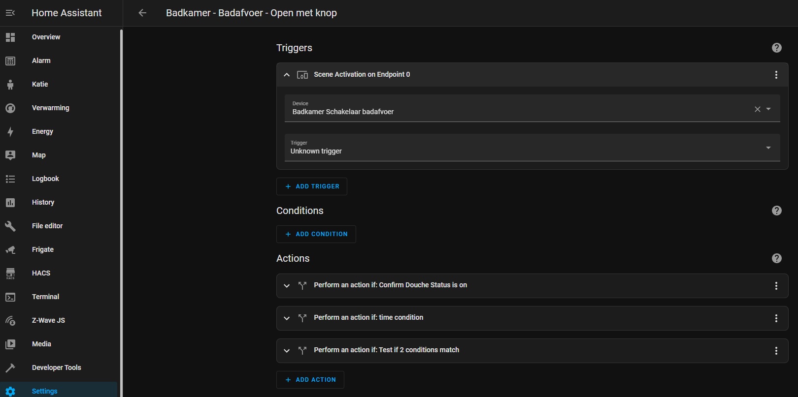 Automation Visual Editor Scene Activation On Endpoint 0 Trigger Shows 
