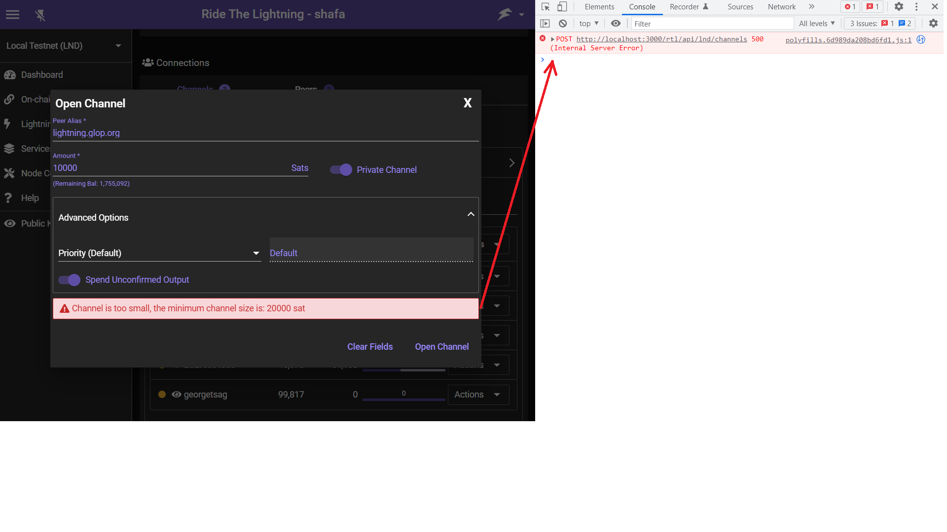 Cannot open channel (Button does nothing and gives no errors) · Issue #986 · Ride-The-Lightning ...