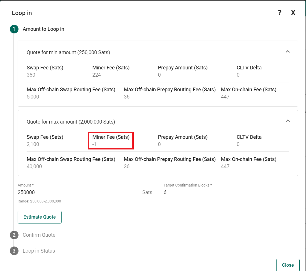 Loop In: miner fee is -1 if the balance is insufficient · Issue #170 · lightninglabs/loop · GitHub